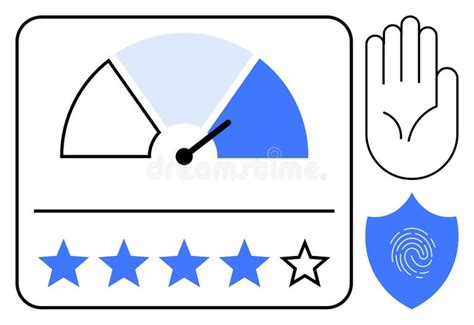 Security Metrics With Rating Scale Biometric Shield And Hand Icon For