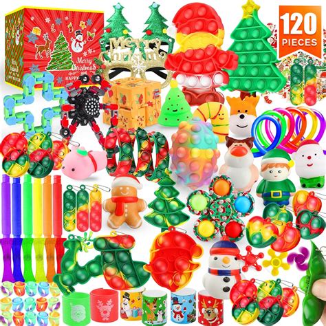 Fidget Toys Set 120 Pack Christmas Party Favors Keychain