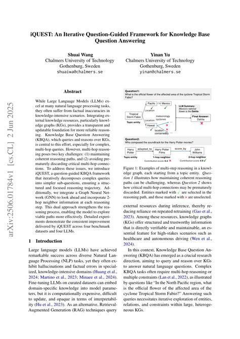 Pdf Iquest An Iterative Question Guided Framework For Knowledge Base Question Answering