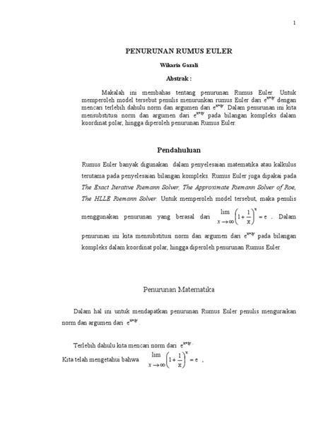 Pdf Penurunan Rumus Euler Dokumentips