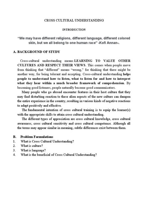 Cross Cultural Understanding Pdf Cross Cultural Communication Communication