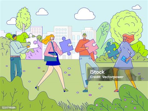 직소 퍼즐 조각을 함께 넣어 협력 하는 사람 작업 컨셉 남녀 벡터 일러스트 연결에 대한 스톡 벡터 아트 및 기타 이미지 연결 일체감 조각그림 맞추기 Istock