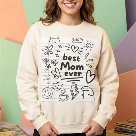 Best Mom Ever Sweatshirt Cute Doodle Mom Crewneck Funny Mothers Day