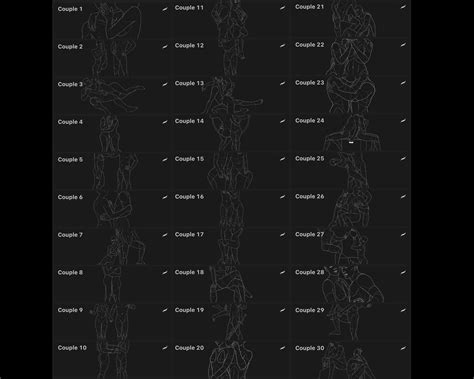 30 Procreate Couple Pose Stamps Anatomy Various Poses Reference Png