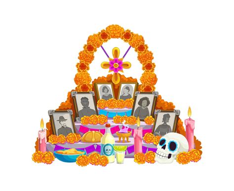 Cartoon Day Of The Dead Mexican Ofrenda Altar 50004565 Vector Art At