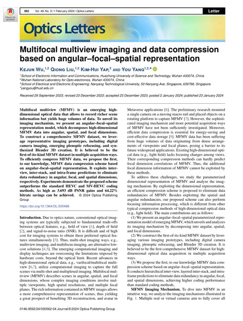Multifocal Multiview Imaging And Data Compression Based On Angular