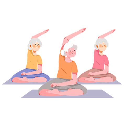 千库网老年人运动锻炼瑜伽老年生活元素编号13330444