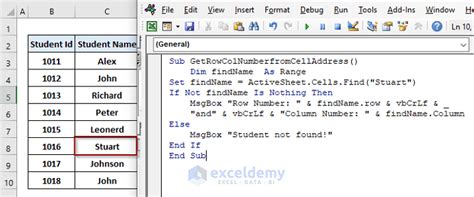 Excel Vba Get Row And Column Number From Cell Address 4 Methods