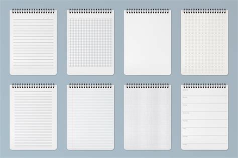 Notebooks Sheets Lined Checkered And Dots Pages Vector Art At Vecteezy
