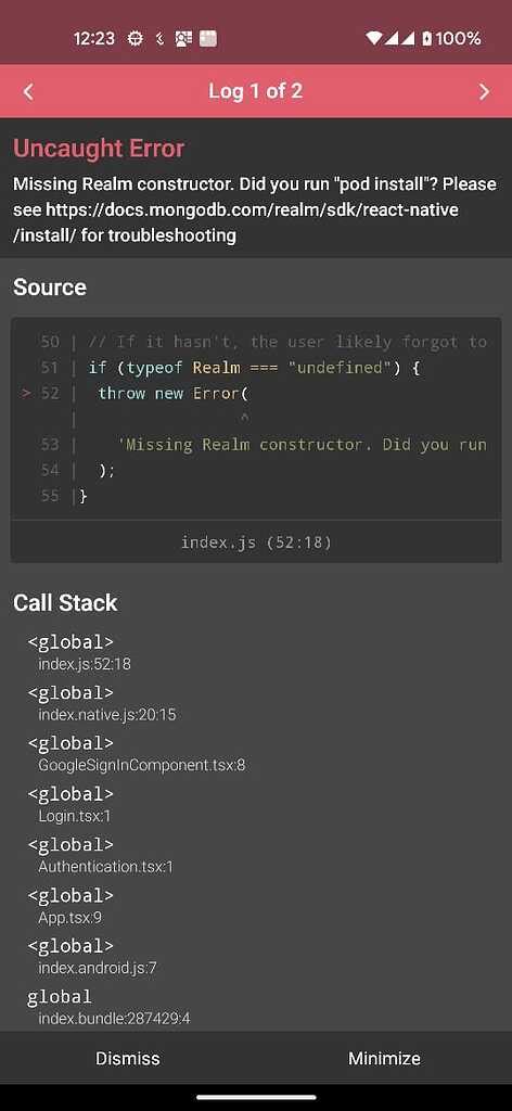 React Native Debug Build For Android Throwing Pod Install Error Realm MongoDB Developer