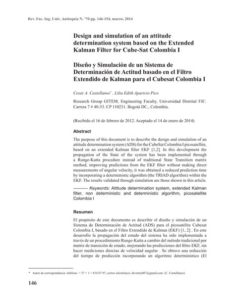Pdf Design And Simulation Of An Attitude Determination System Based On The Extended Kalman