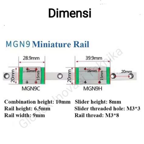Jual Linear Guide Blok Bearing Sliding Mgn 9 Mm Mgn9 Mgn9h Mgn9c 9mm