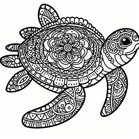 Mandala Sea Turtle Coloring Page Gogo Coloring