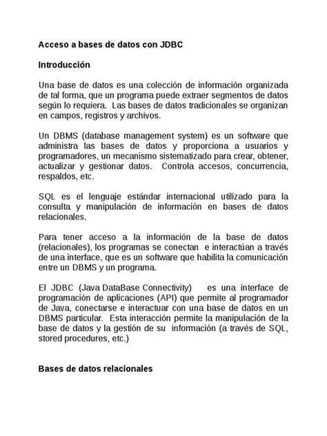 bases de datos con jdbc pdf sql bases de datos