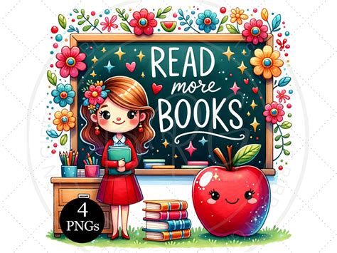 Teacher Clipart Bundle Back To School Png Read More Books Teacher