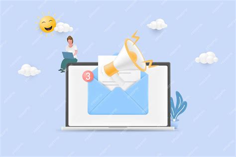 Premium Vector 3d E Mail Marketing Character Sending Advertising