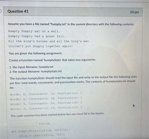 Solved Assume You Have A File Named Humpty Txt In The