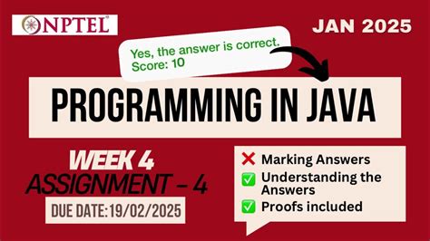 Nptel Programming In Java Week 4 Assignment 4 Answers 2025 Swayam Youtube