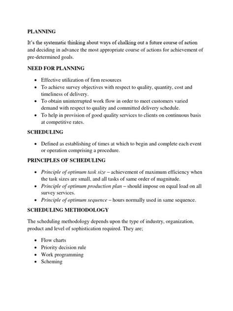 Work Planningand Quality Control Pdf Surveying Scheduling