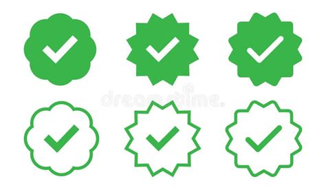 Green Tick Confirmation Symbol Icon Set With Fill And Stroke Stock Vector Illustration Of