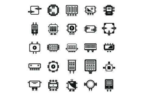 Junction Box Icons Set Simple Vector Cable Connect