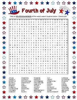 4th July Word Search