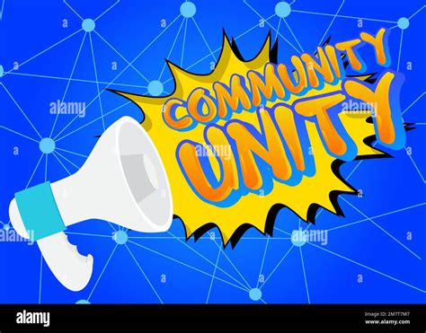 Community Unity Text With Cartoon Megaphone Vector Announcement Illustration Stock Vector Image