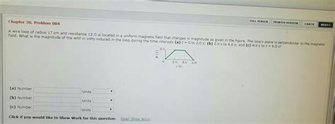 Solved A Wire Loop Of Radius 17 Cm And Resistance 12 Is