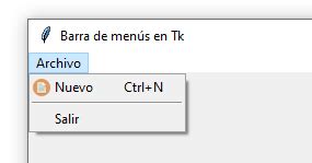 Barra de menú en Tcl Tk tkinter Recursos Python