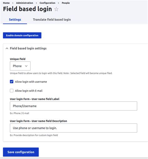 Field Based Login