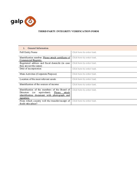 Fillable Online Third Party Integrity Verification Form Fax Email Print Pdffiller