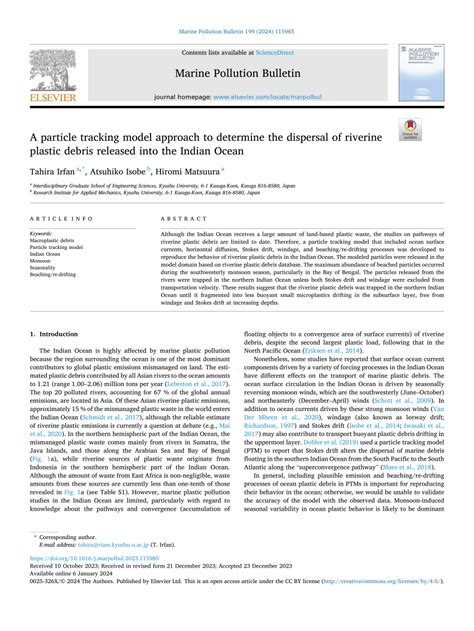 PDF A Particle Tracking Model Approach To Determine The Dispersal Of Riverine Plastic Debris