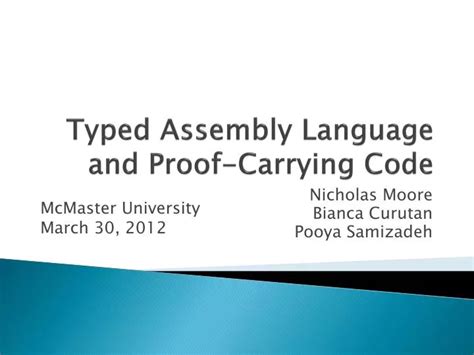 ppt typed assembly language and proof carrying code powerpoint