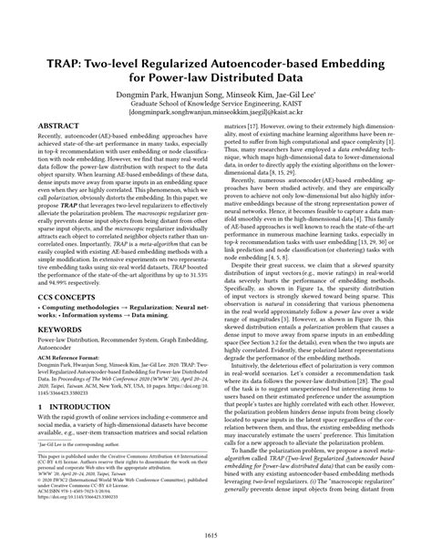 Pdf Trap Two Level Regularized Autoencoder Based Embedding For Power