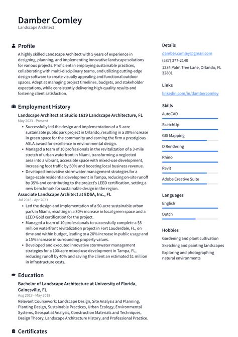 Top 17 Landscape Architect Resume Objective Examples