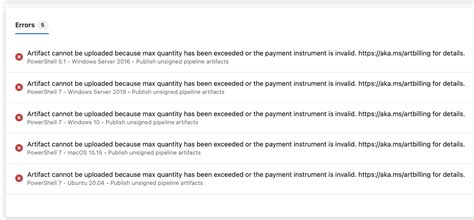 Publish Pipeline Artifacts Erroneously Reporting Max Quantity Exceeded
