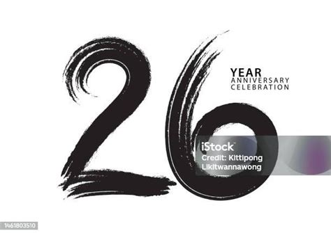 26 주년 기념 축하 로고 타입 검은 붓 벡터 26 숫자 디자인 26 번째 생일 초대장 기념일 템플릿 로고 번호 디자인 벡터 서예 글꼴 타이포그래피 로고 26th