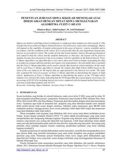 Penentuan Jurusan Siswa Sekolah Menengah Atas Disesuaikan Dengan Minat Siswa Menggunakan