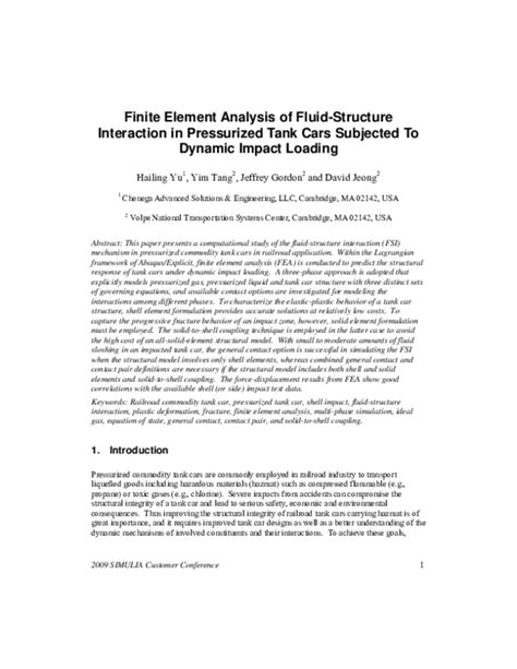 Pdf Finite Element Analysis Of Fluid Structure Interaction In