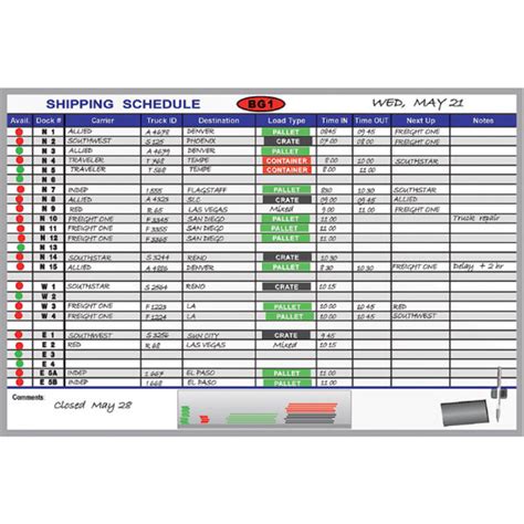 Shipping Schedule Template