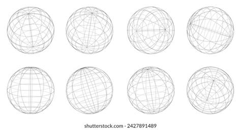 3d spheres grids wireframe shapes globe stock vector royalty free