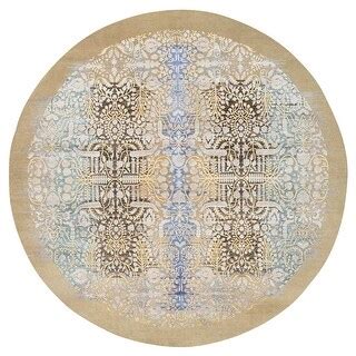 Shahbanu Rugs Tan And Chocolate Brown Hand Knotted Transitional Sarouk