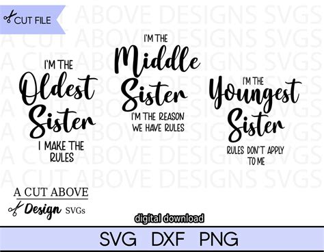 Hermanas Svg Hermana Mayor Svg Hermana Del Medio Svg Etsy España