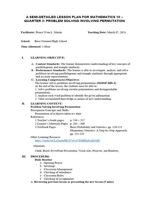 Problem Solving Involving Permutation Pdf Learning Permutation