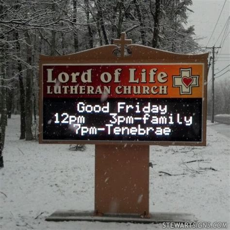 Church Sign For Lord Of Life Lutheran Church Tabernacle Nj