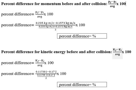 Solved Percent Difference For Momentum Before And After