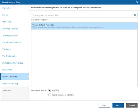 Step 11 Select Report Template Veeam Recovery Orchestrator User Guide