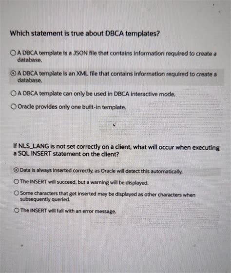 Solved Which Statement Is True About Dbca Templates Oa Dbca