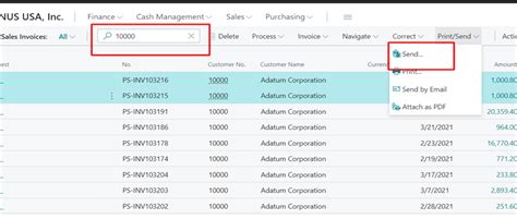 Error On Posted Sales Invoice While Using Send Document Functionality For Multiple Records With