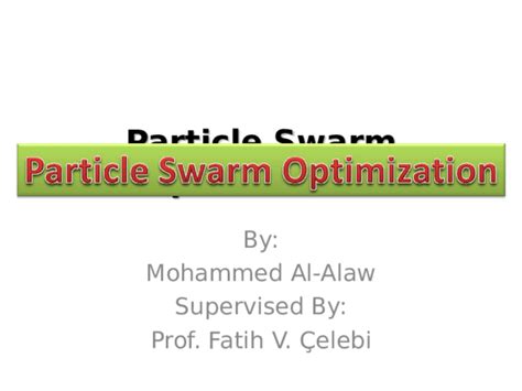 Ppt Particle Swarm Optimisation